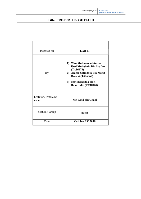 (DOC) Title: PROPERTIES OF FLUID