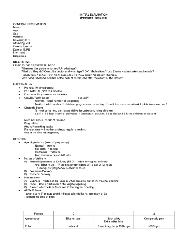 (DOC) Pediatric Template