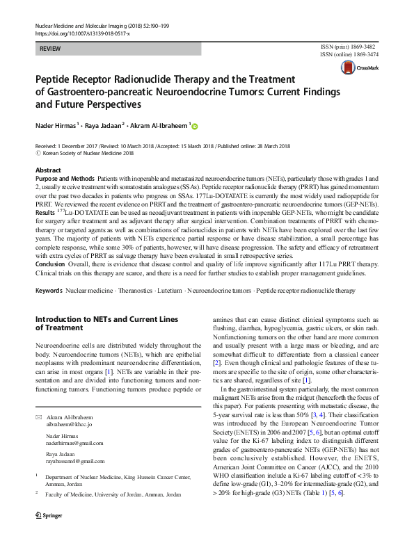 (PDF) Peptide Receptor Radionuclide Therapy and the Treatment of ...