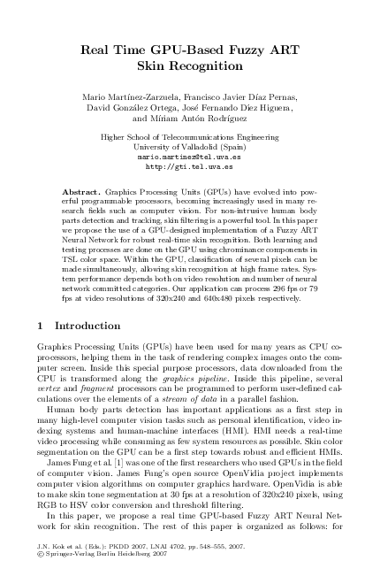 (PDF) Real Time GPU-Based Fuzzy ART Skin Recognition