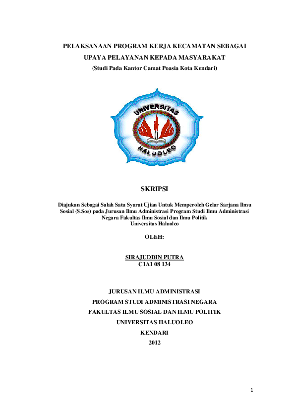 (PDF) PELAKSANAAN PROGRAM KERJA KECAMATAN SEBAGAI