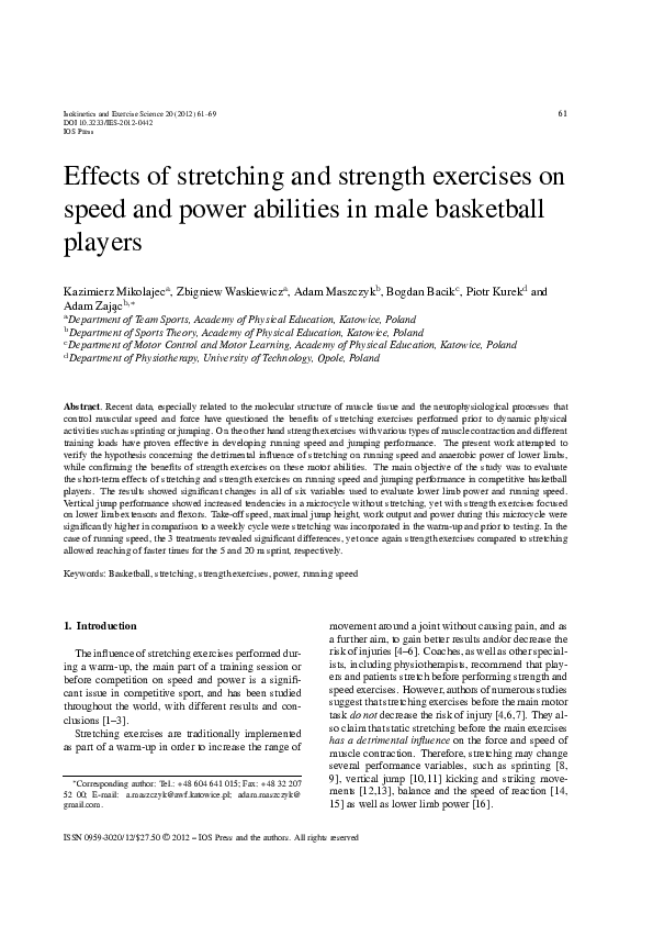 (PDF) Effects of stretching and strength exercises on speed and power ...