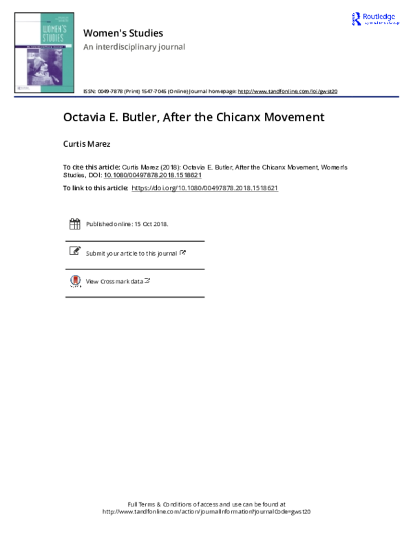 (PDF) "Octavia E. Butler, After the Chicanx Movement"