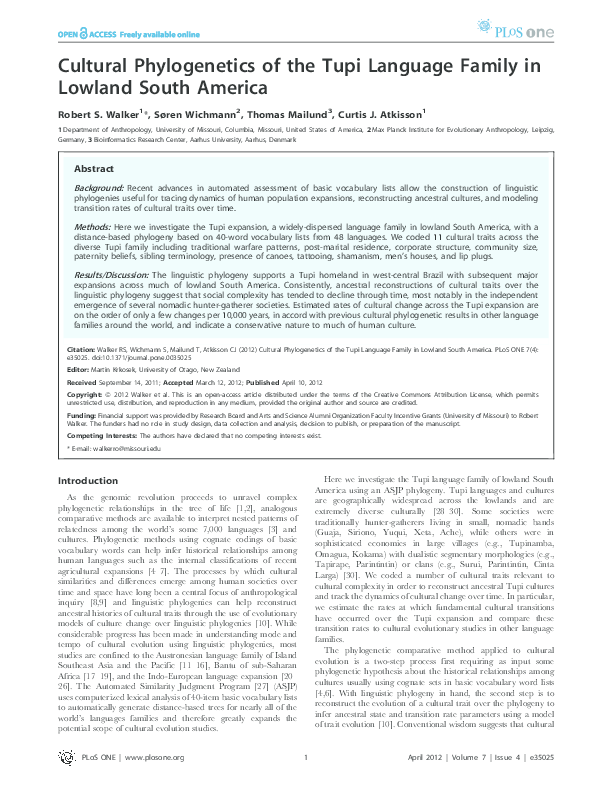 (PDF) Walker Robert S., Søren Wichmann, Thomas Mailund, and Curtis J ...