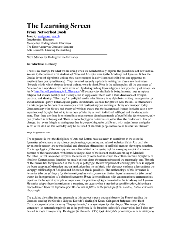 (PDF) The Learning Screen From Networked Book