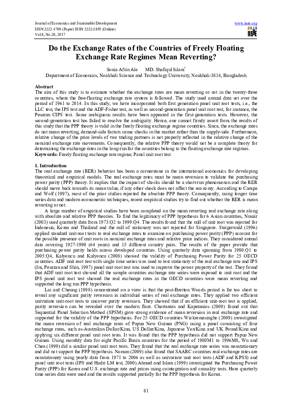 (PDF) Do the Exchange Rates of the Countries of Freely Floating ...