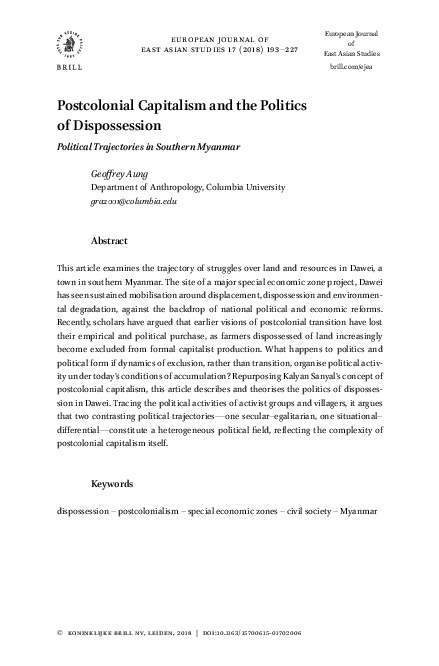 (PDF) Postcolonial Capitalism and the Politics of Dispossession ...