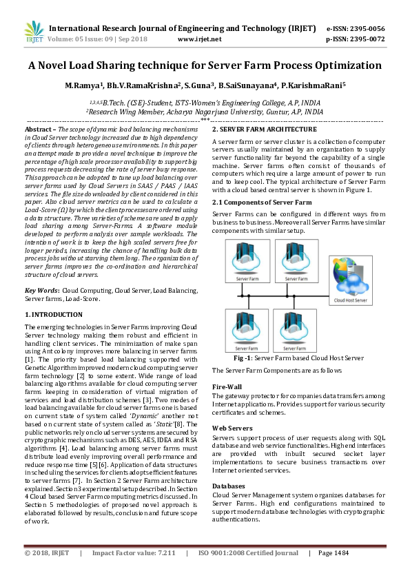 (PDF) IRJET- A Novel Load Sharing technique for Server Farm Process Optimization