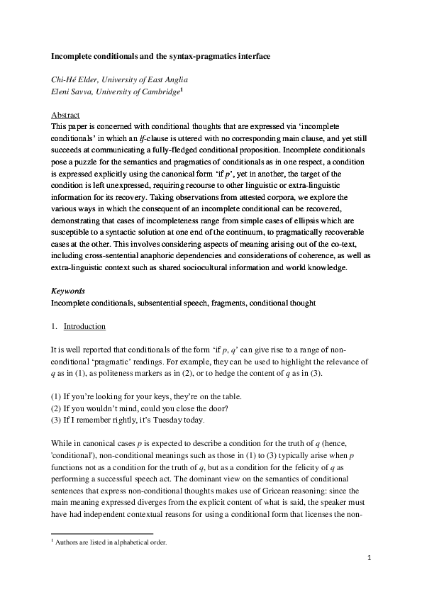 (DOC) Incomplete conditionals and the syntax-pragmatics interface