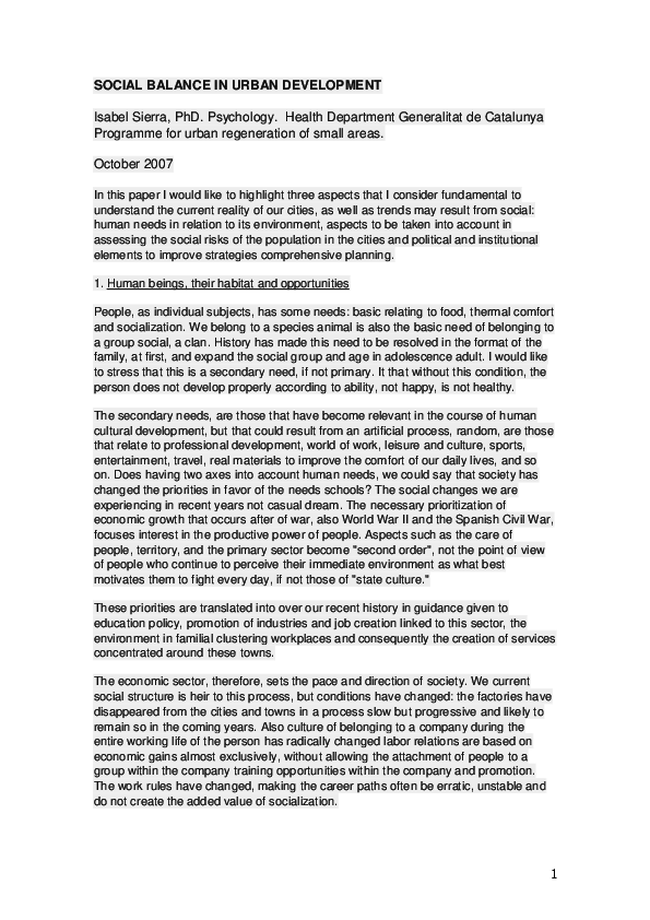 (PDF) Social balance in urban development