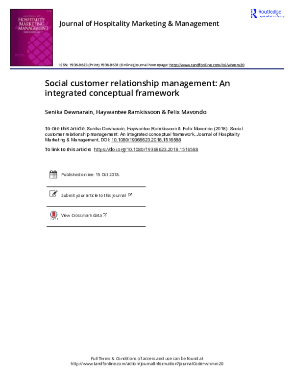 (PDF) Social customer relationship management An integrated conceptual ...