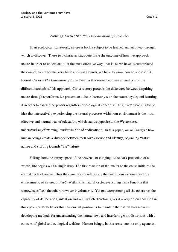 (DOC) Learning How to " Nature " : The Education of Little Tree