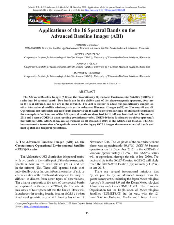 (PDF) Applications of the 16 Spectral Bands on the Advanced Baseline ...