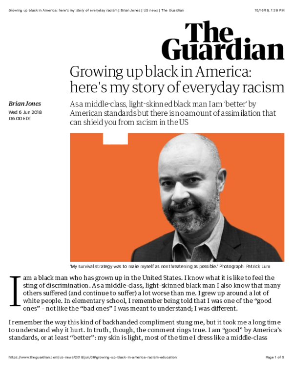 (PDF) Growing up black in America: here's my story of everyday racism