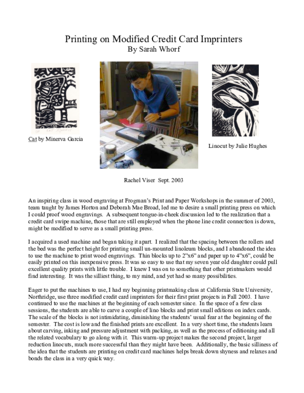 (PDF) Printing on Modified Credit Card Imprinters