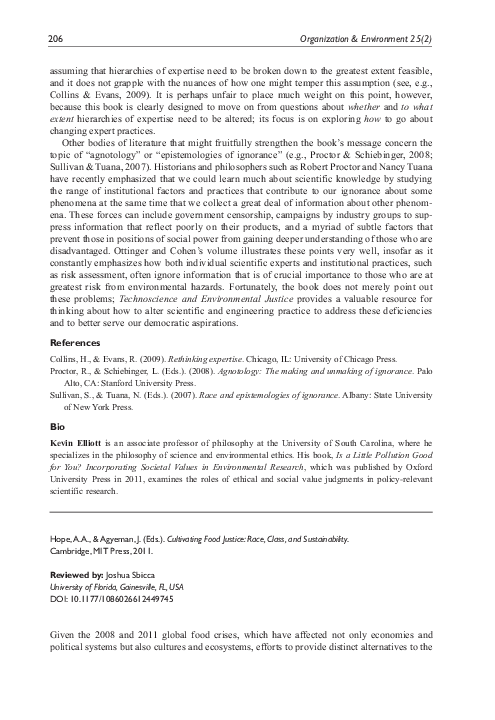 (PDF) Book Review Cultivating Food Justice: Race, Class, and ...