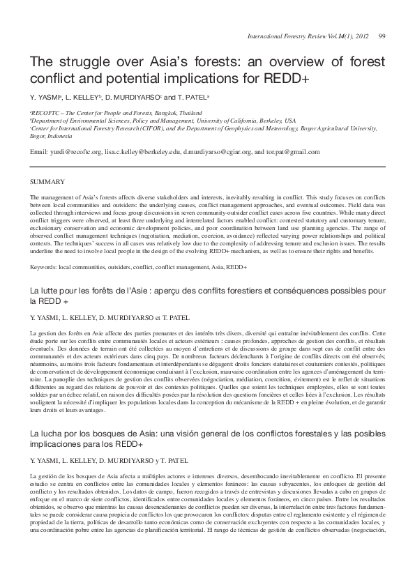 (PDF) The struggle over Asia's forests: an overview of forest conflict ...