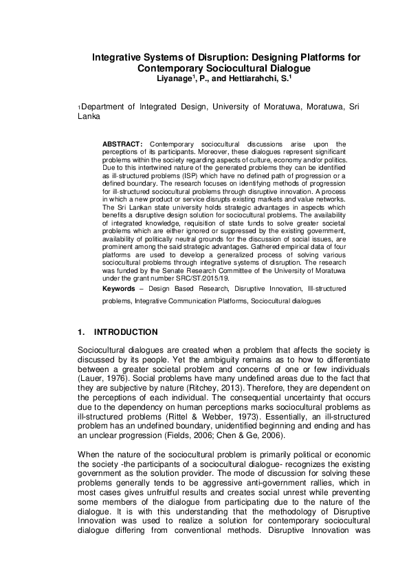 (PDF) Integrative Systems of Disruption: Designing Platforms for ...