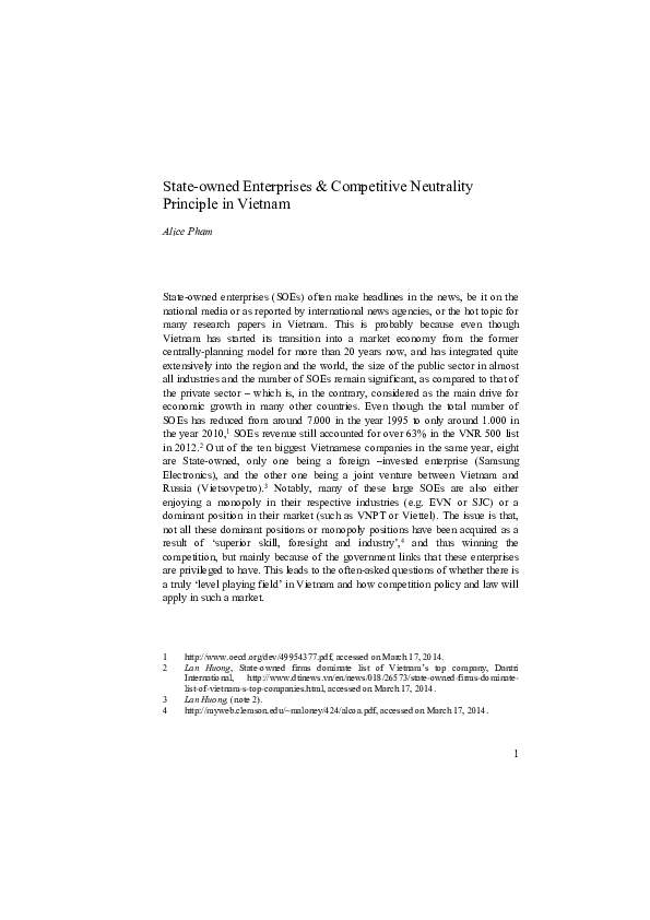 (PDF) State-owned Enterprises & Competitive Neutrality Principle in Vietnam