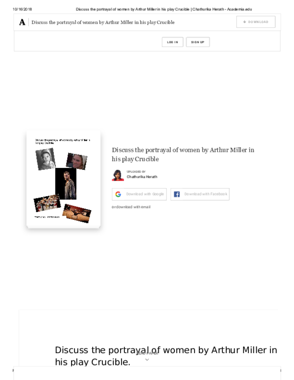 (PDF) Discuss the portrayal of women by Arthur Miller in his play Crucible