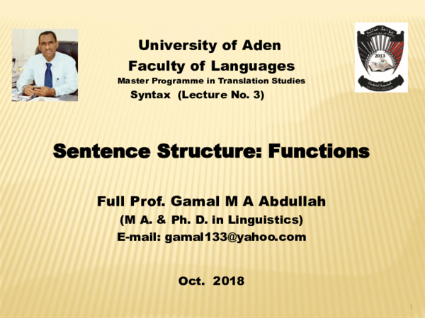 (PDF) Sentence Structure: Functions