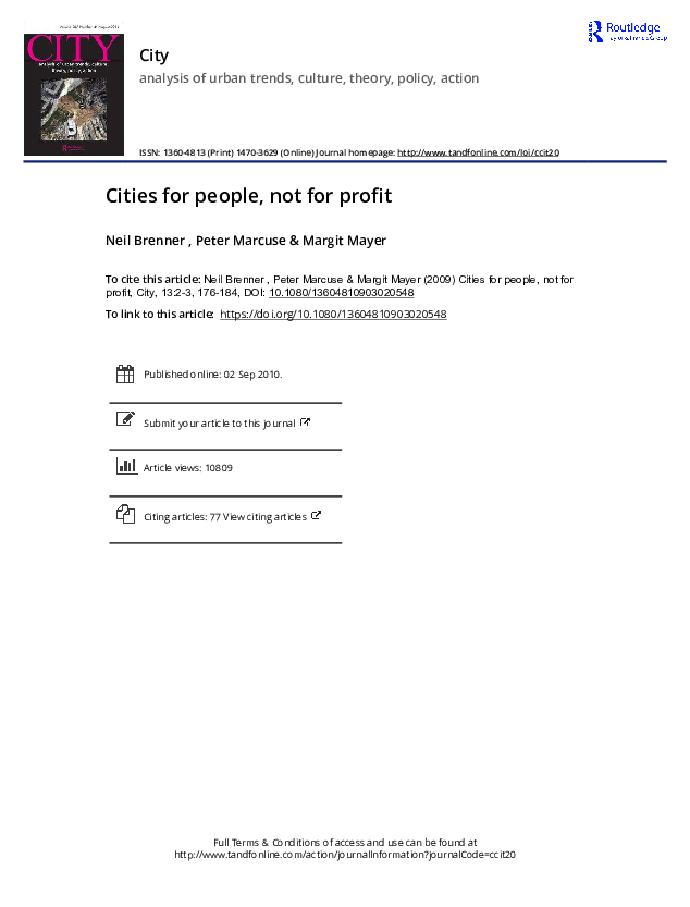 (PDF) Neil Brenner, Peter Marcuse and Margit Mayer, “Cities for people ...