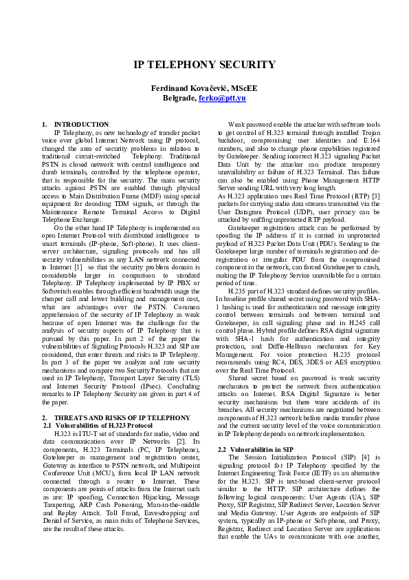 (PDF) IP TELEPHONY SECURITY