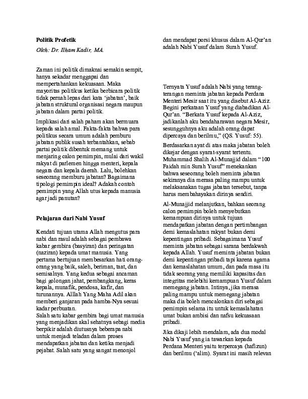 (PDF) Politik Profetik