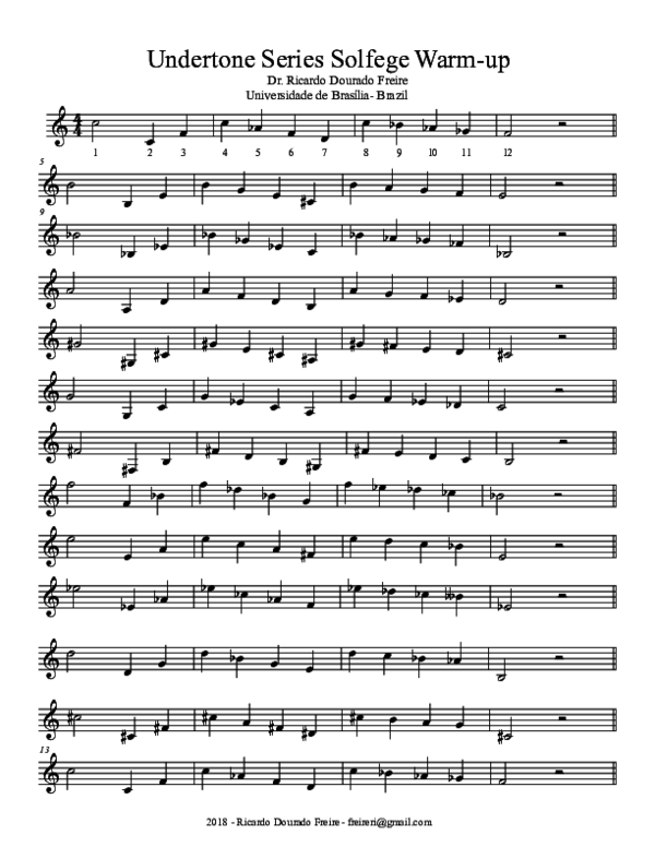 (PDF) Undertone Series Solfege Warm-up_Ricardo_Freire