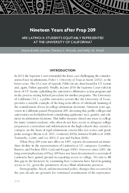 (PDF) Nineteen Years after Prop 209: Are Latino/A students equitably ...