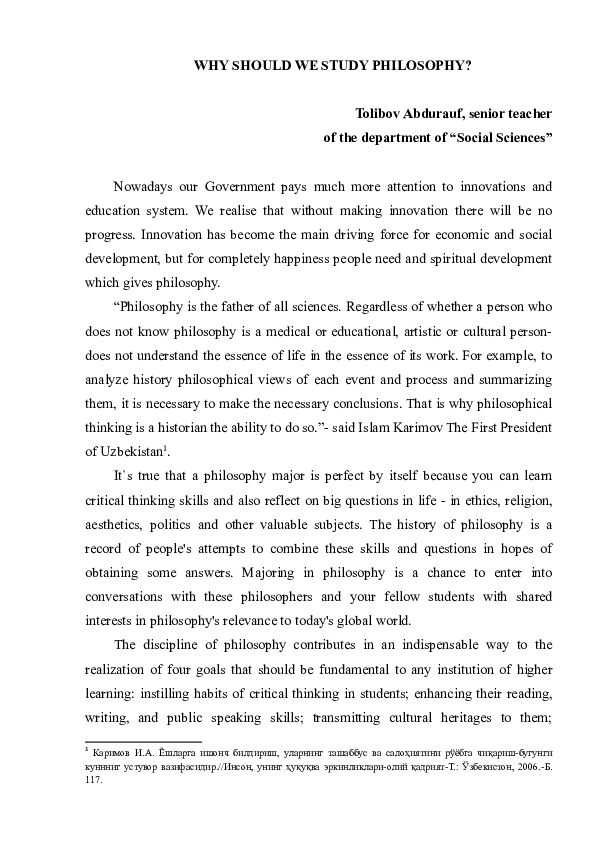 (DOC) WHY SHOULD WE STUDY PHILOSOPHY?