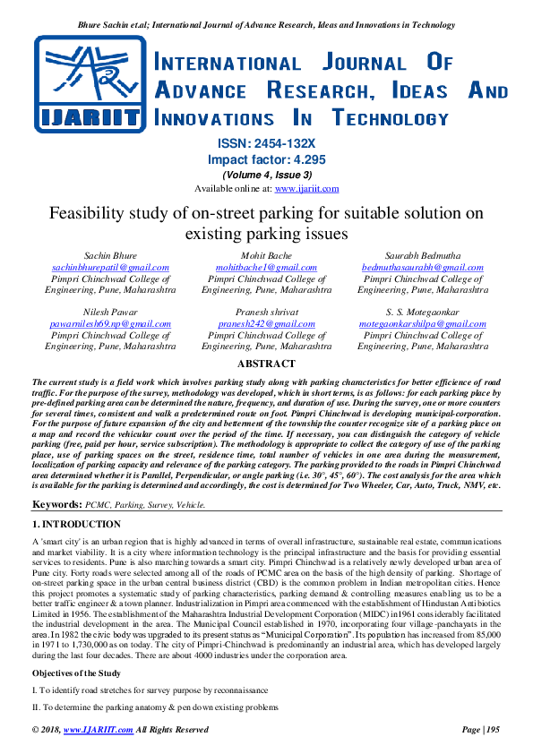(PDF) Feasibility study of on-street parking for suitable solution on ...