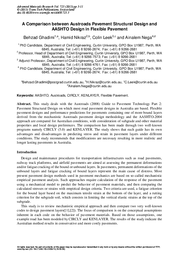 (PDF) A Comparison between Austroads Pavement Structural Design and AASHTO Design in Flexible ...