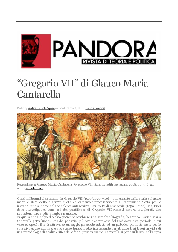 (PDF) " Gregorio VII " di Glauco Maria Cantarella