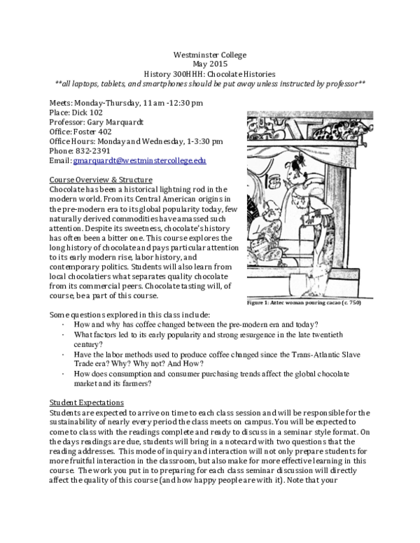 (PDF) Syllabus: Chocolate Histories (Upper Level)