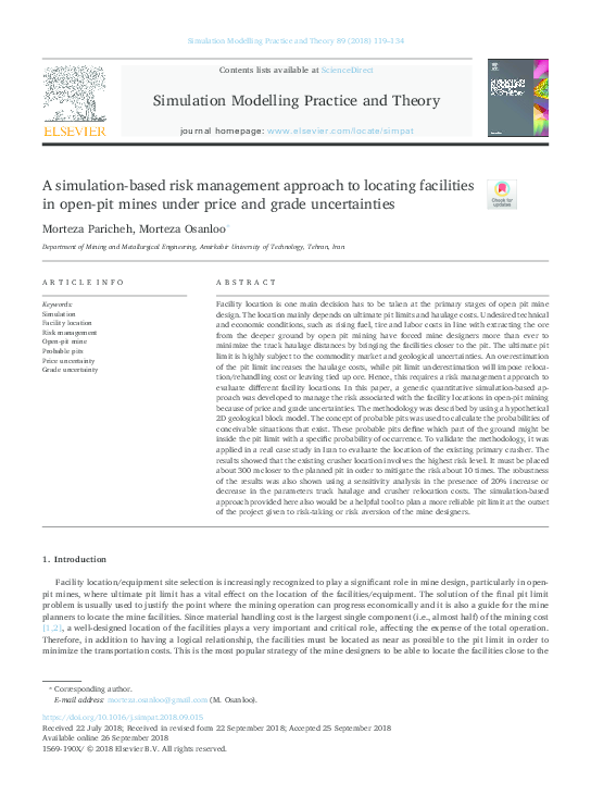 (PDF) A simulation-based risk management approach to locating facilities in open-pit mines under ...