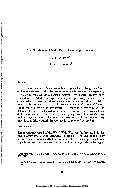 (PDF) The Effectiveness of Digital Desk Crits in Design Education