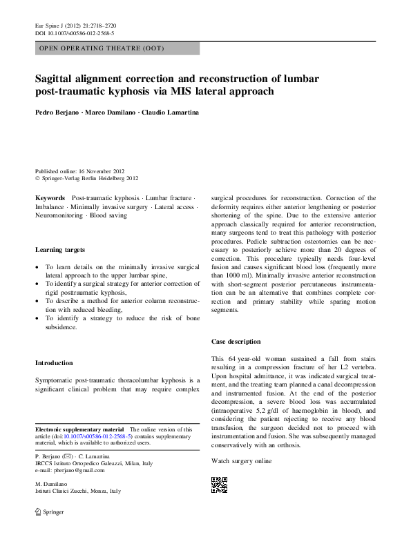 (PDF) Sagittal alignment correction and reconstruction of lumbar post ...