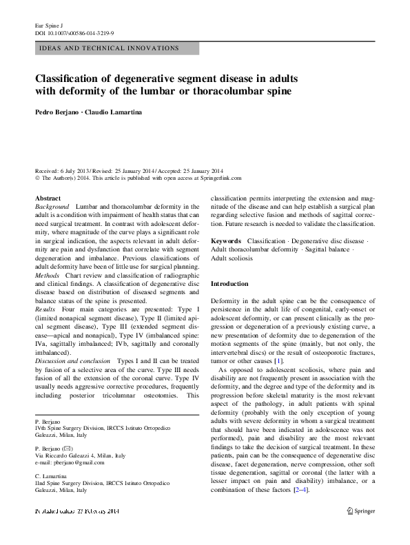 (PDF) Classification of degenerative segment disease in adults with ...