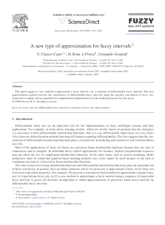 (PDF) A new type of approximation for fuzzy intervals