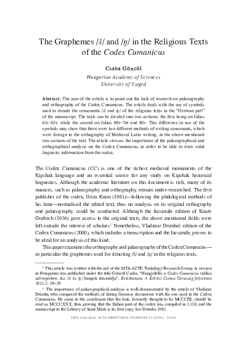 (PDF) The Graphemes š and ŋ in the Religious Texts of the Codex ...