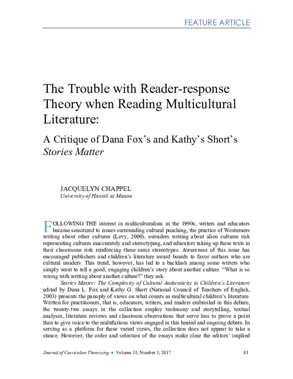 (PDF) The trouble with reader response theory when reading ...