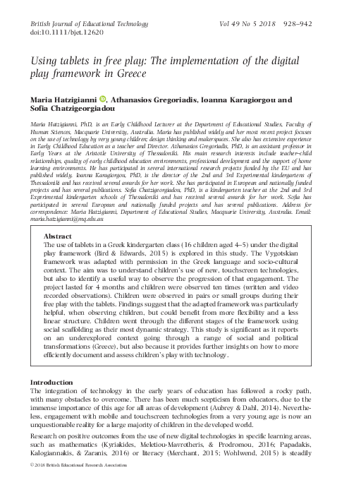 (PDF) Using tablets in free play: The implementation of the digital ...