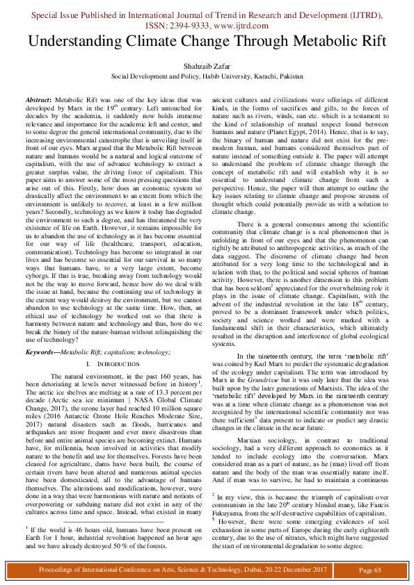 (PDF) Understanding Climate Change Through Metabolic Rift