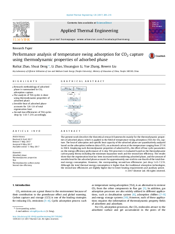 (PDF) Performance analysis of temperature swing adsorption for CO2 ...