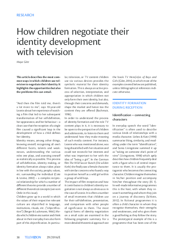 (PDF) How children negotiate their identity development with television ...