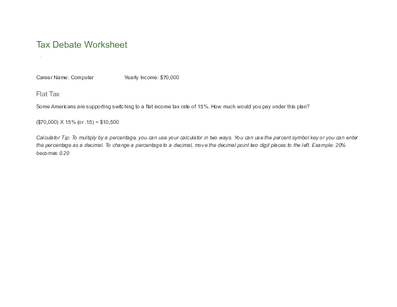 (DOC) Tax Debate Worksheet Flat Tax