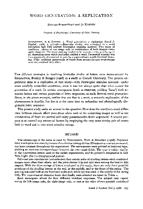 (PDF) Word Generation: A Replication