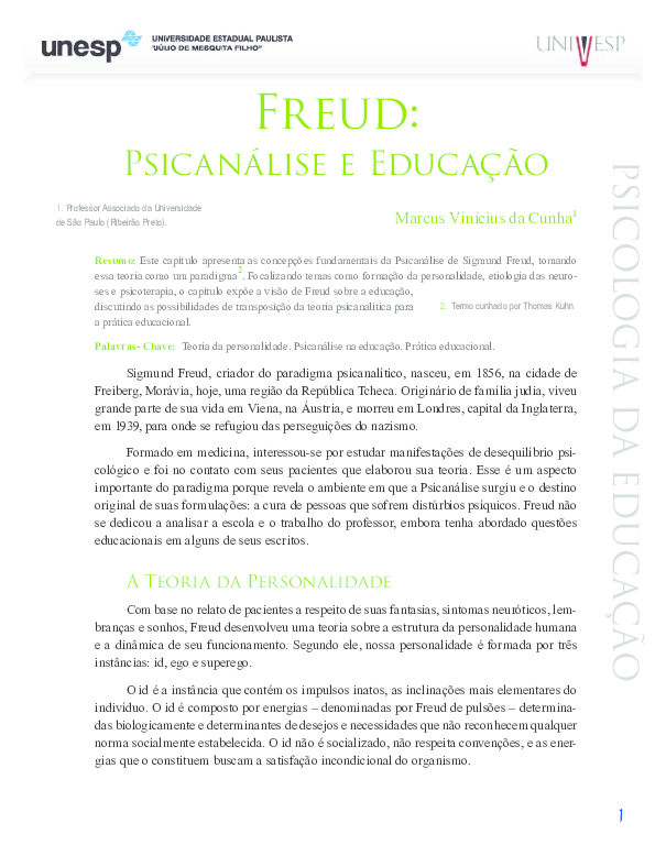 (PDF) Freud: Psicanálise e Educação