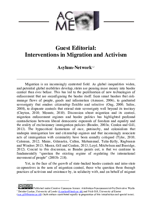 (PDF) Guest Editorial: Interventions in Migration and Activism ...